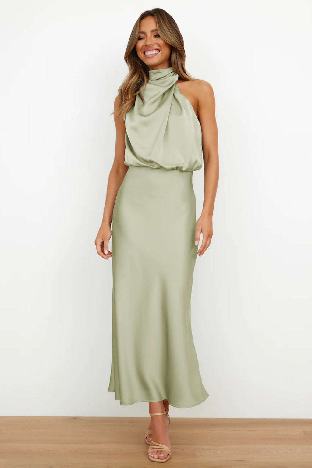 Elspeth | Long Dress With Halterneck – Grant & Whitmore